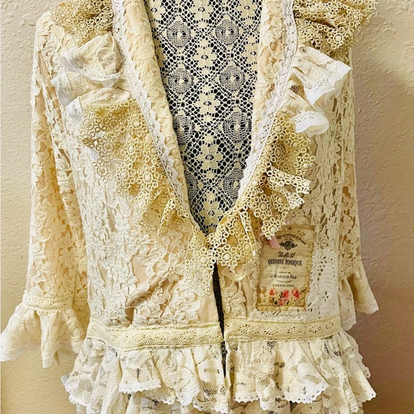 Chico's | Jackets & Coats | Handmade Bell Sleeve Upcycled Cream Jacket ...